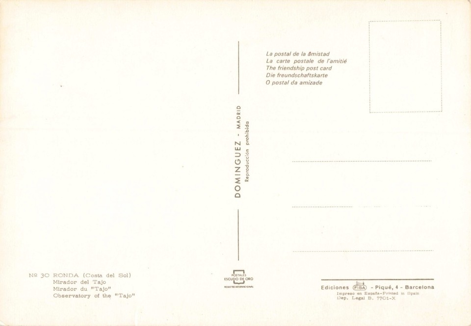 Ronda Spain, Observatory of the Tajo, Vintage Postcard | eBay