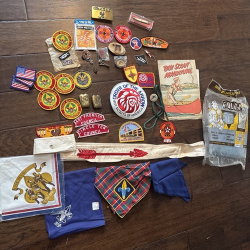 Vintage Lot Boy Scout Philmont patches sash slides neckerchiefs Pins ...