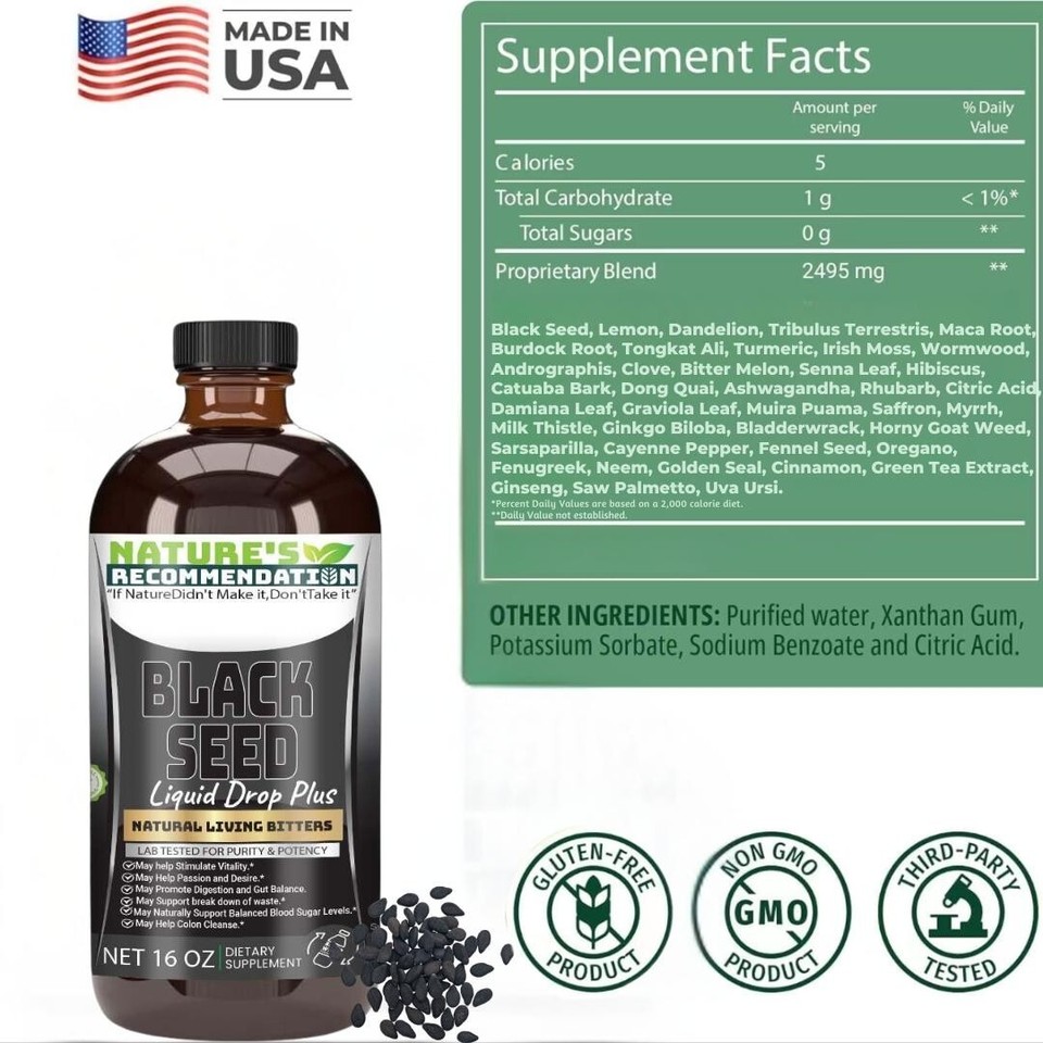 Organic Black Seed Herbal Detox Bitters African Tonic - 16 oz. | eBay