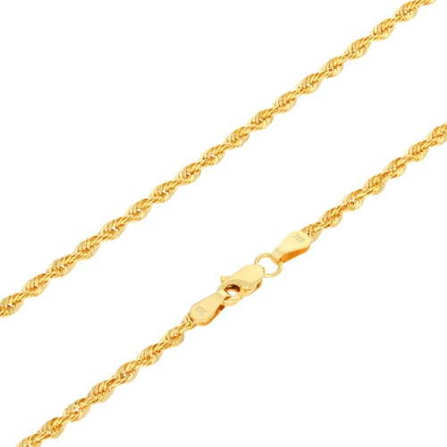 10K Yellow Gold 1mm-4mm Laser Diamond Cut Rope Chain Necklace Men Women ...
