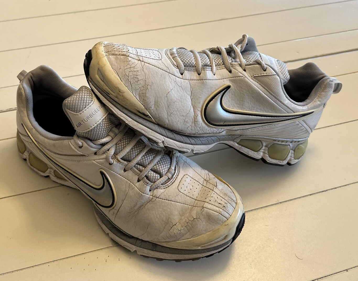 Vintage Nike White and Silver Max Air Turbulence Gray Mesh Men's Size ...