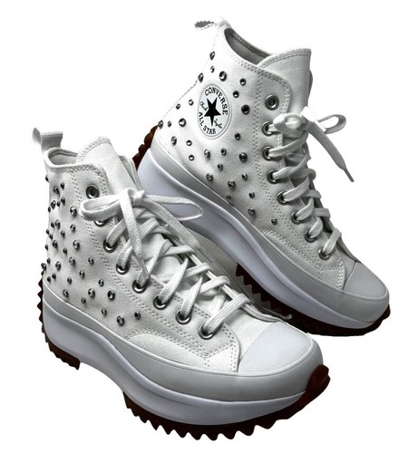 Converse Run Star Hike Platform Gems Shoes Skate White Canvas Women ...