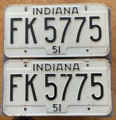 Indiana 1951 MADISON COUNTY License Plate PAIR # FK 5775 | eBay