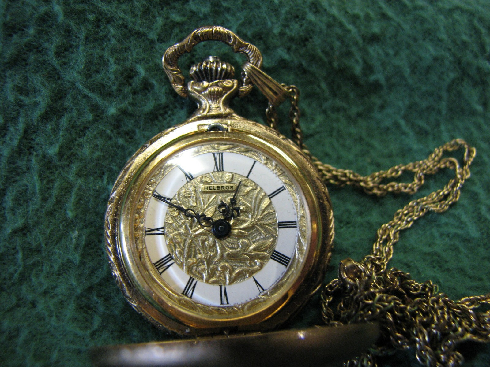 1960's HELBROS Pocket Watch 17J Hunter Gold Filled Case RUNS GREAT W ...