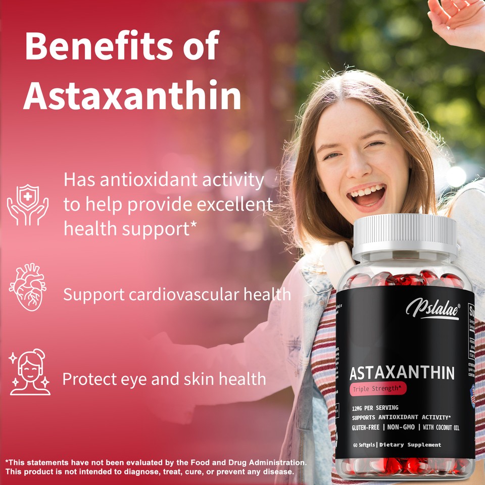 Astaxanthin 12mg - Anti-Oxidation,Skin Health,Antioxidant -Haematoccus ...