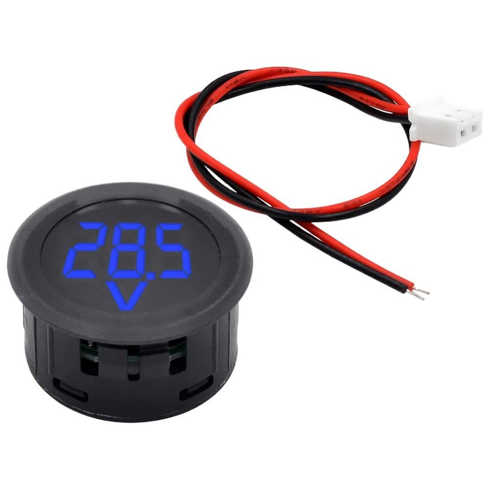 Car Voltmeter DC4-100V LED Digital Display Round Two Wire panel Voltage ...
