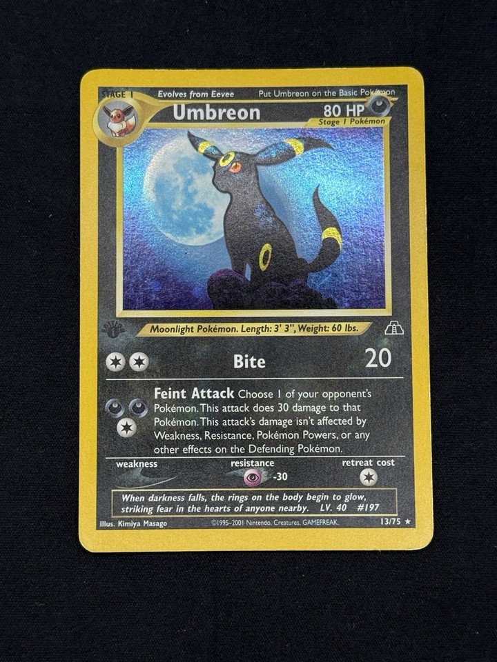 Umbreon 13/75 1st Edition Neo Discovery Holo - WOTC Vintage Pokémon ...
