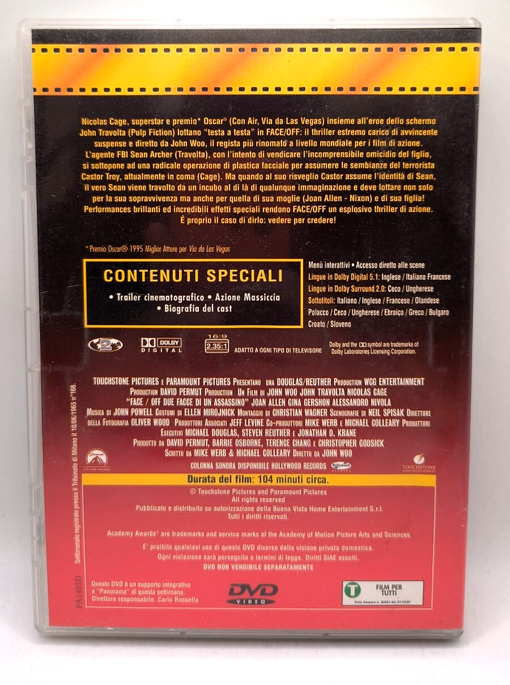Face/Off Due Faces Di Un Assassino - Nicolas Cage - John Travolta - DVD ...