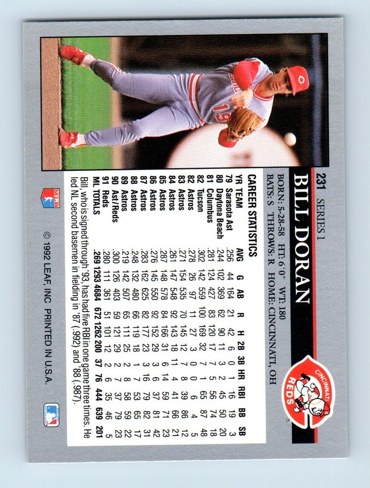 1992 Leaf Bill Doran Cincinnati Reds #231 | eBay