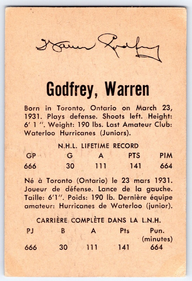 WARREN GODFREY 1962-63 PARKHURST 62-63 NO 36 EX 44886 | eBay