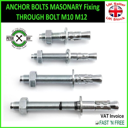 ANCHOR BOLTS MASONARY Fixing THROUGH BOLT M10 M12 CONCRETE FIXINGS 75 ...