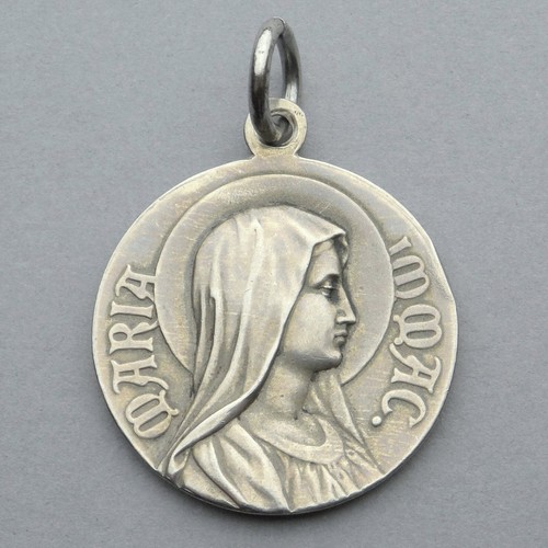 French, Antique Religious Large Pendant. Maria Immac. Saint Virgin Mary ...