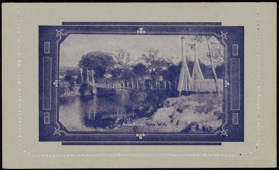 AUSTRALIA Lettercard 1914 KGV 1d bright violet Die 2 perf 10, view Avon ...