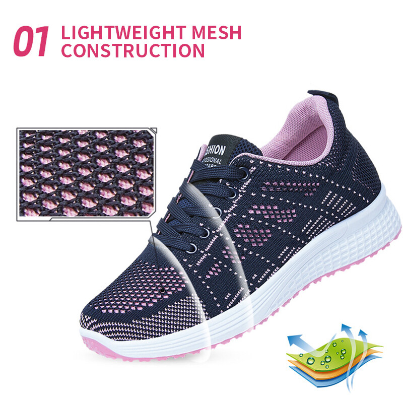 Womens Ladies Lace Up Running Comfy Trainers Fitness Gym Sports Flat ...