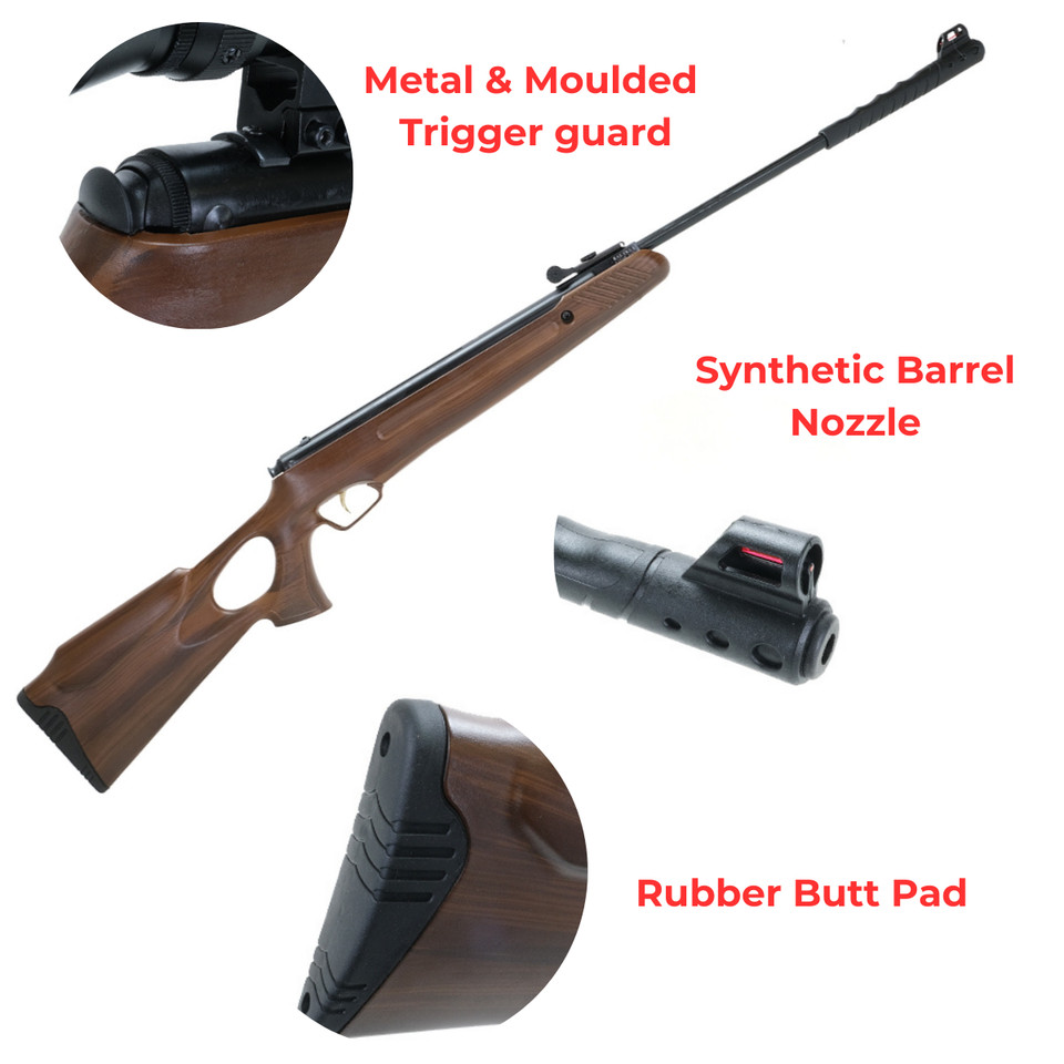 Air Rifle .22 Caliber Spring Powered Break Barrel 700+ Fps W/ 200 Round ...