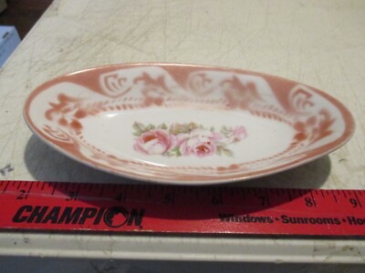 Vintage German Porcelain Floral Rose Pattern Trinket Jewelry Dish Pink ...