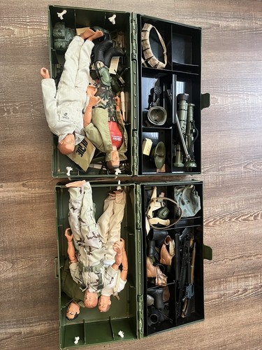 2 GI Joe Plastic Footlocker Filled with 1/6 Scale Fits 12" Figures ...