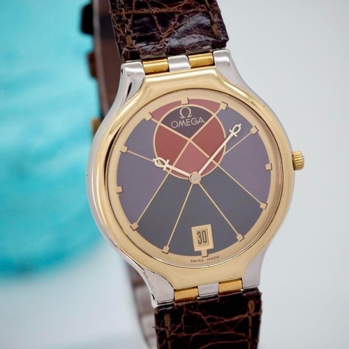 [New Battery] OMEGA Deville Symbol K18YG Bezel Unique Dial Vintage Men ...