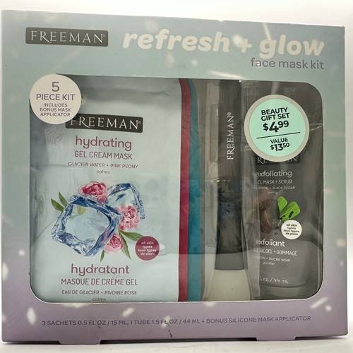 Freeman Refresh + Glow Face Mask Kit 5 pcs Kit Gel Cream Mask Scrub ...