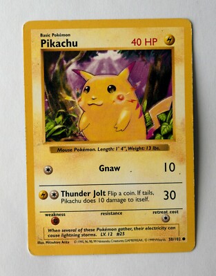 Pikachu Red Cheeks Shadowless 58/102 Base Set Pokemon Card | eBay