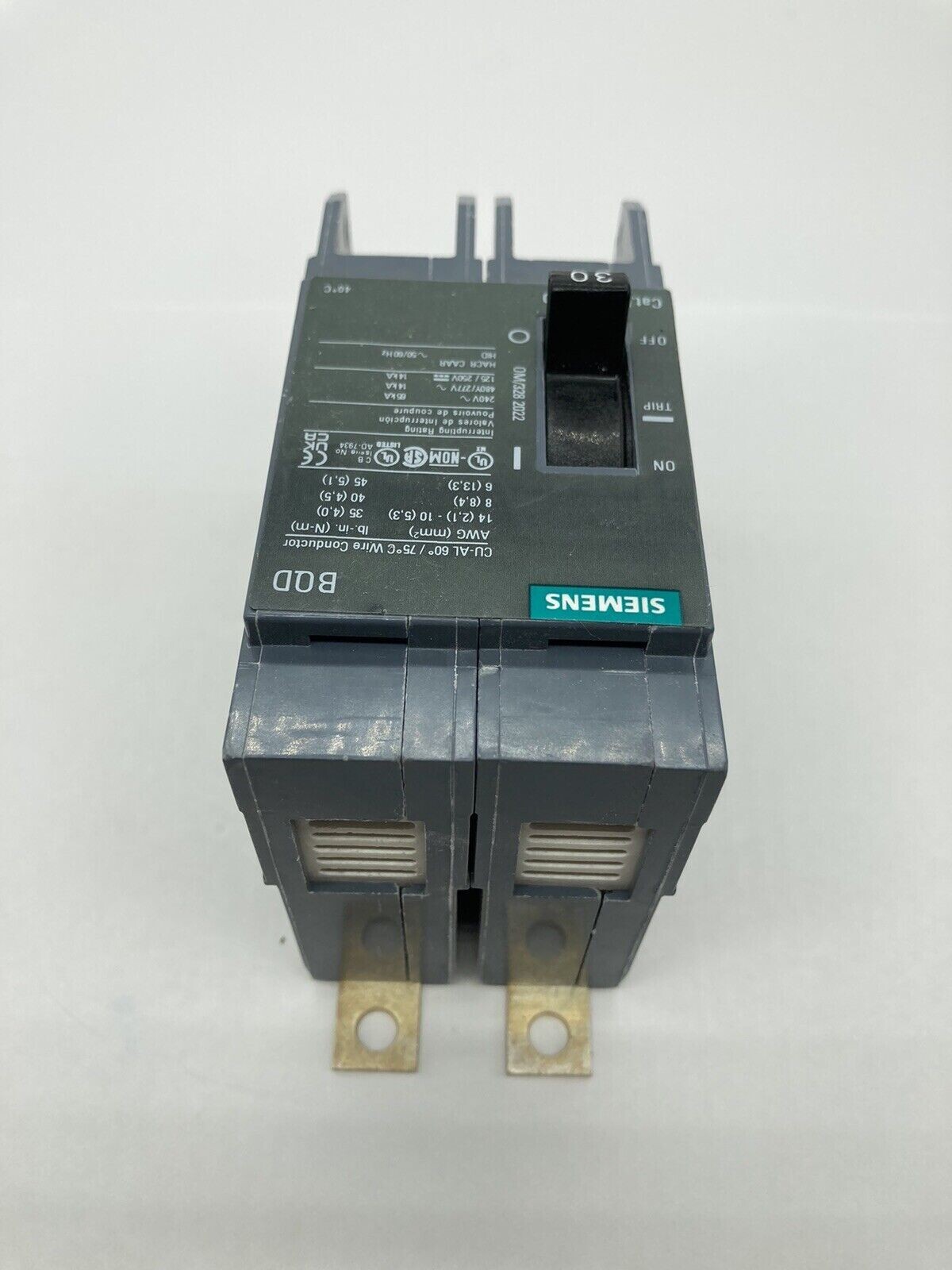 Siemens BQD230 2 Pole 30Amp 480Y 277VAC 250 VDC Type BQD Bolt On ...