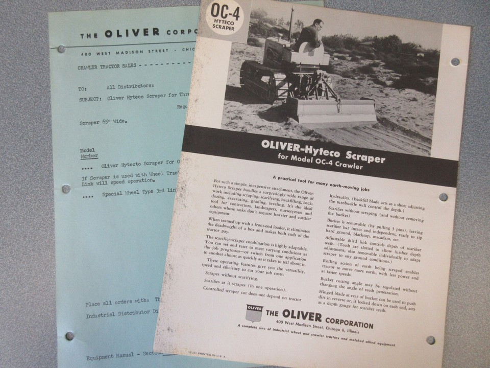 Oliver Hyteco Scraper for OC-4 Crawler Brochure 2 Page w/Prices | eBay