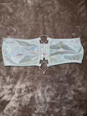 Silver holo stripper bandeau top exotic dancewear rave wear | eBay