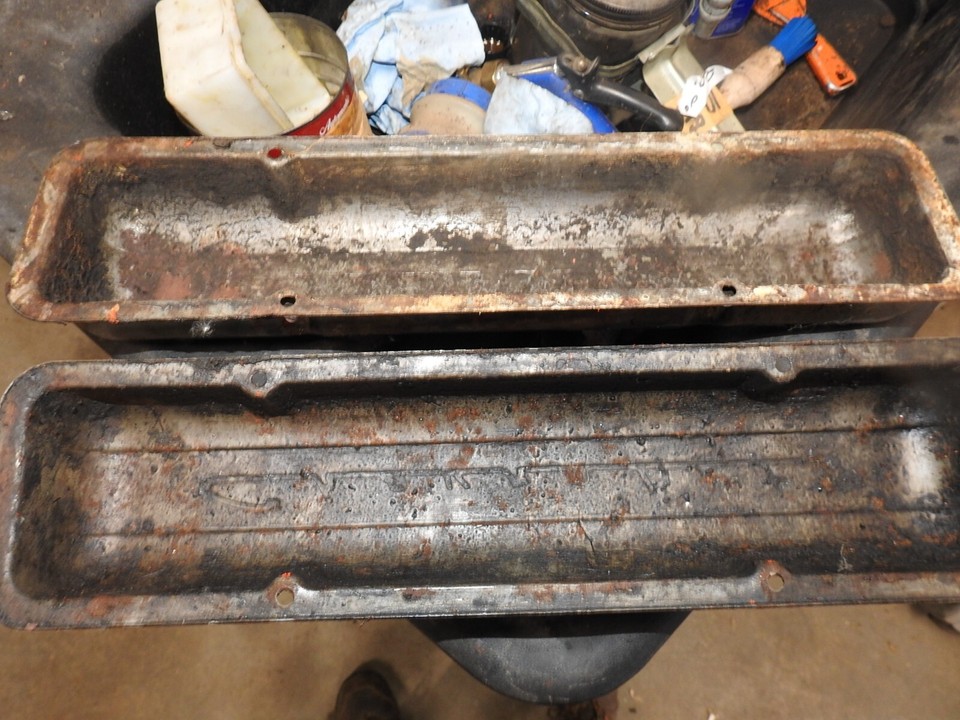 RARE 55 56 57 58 SB CHEVROLET VALVE COVERS SET STAGGERED HOLES | eBay