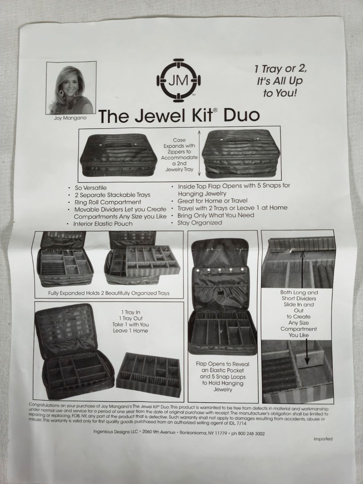 JM NEW YORK THE JEWEL KIT DUO JOY MANGANO- JEWELRY ORGANIZER & TRAVEL ...