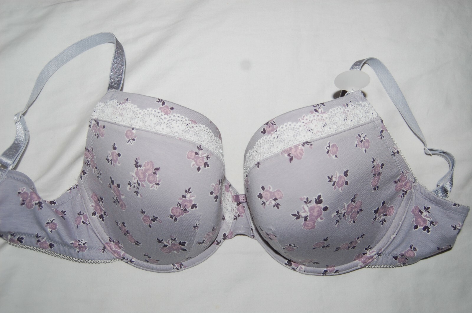 M&S DD+ Range Plunge Silver Floral Bra Underwired Padded UK 32E EUR 70E ...