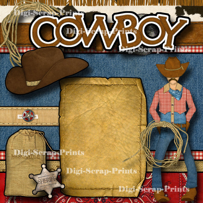 COWBOY 2 premade scrapbook pages paper piecing horse boy LAYOUT ...