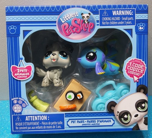 Littlest Pet Shop G7 Rockin' Sushi Pet Pairs Timber Wolf & Fish #20 #24 ...