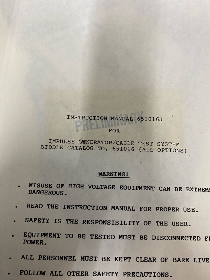 Biddle Impulse Generator/Cable Test System Model Number:651016 | eBay
