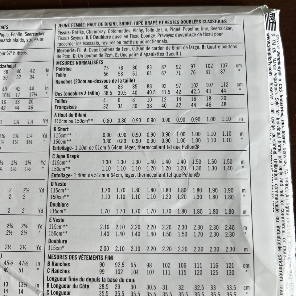 Simplicity Pattern S8932 Misses Bikini Top, Shorts, Wrap Skirt,Lined ...