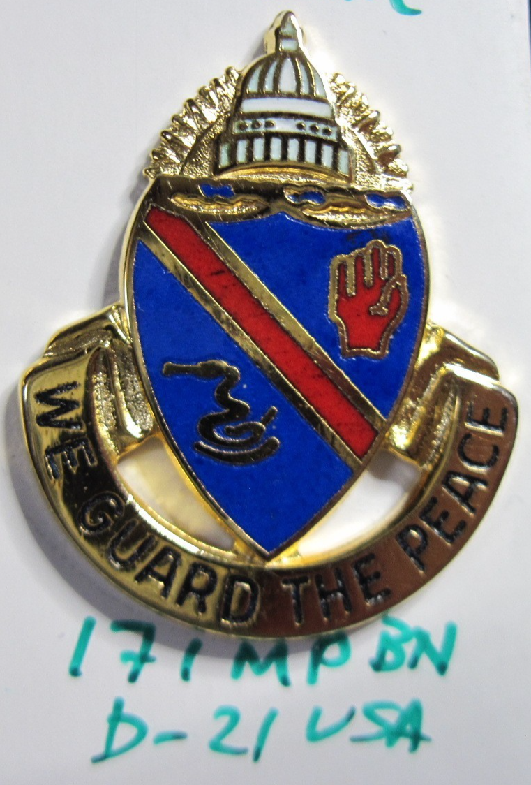 Army crest DUI DI CB clutchback 171st MILITARY POLICE BATTALION MP bn ...