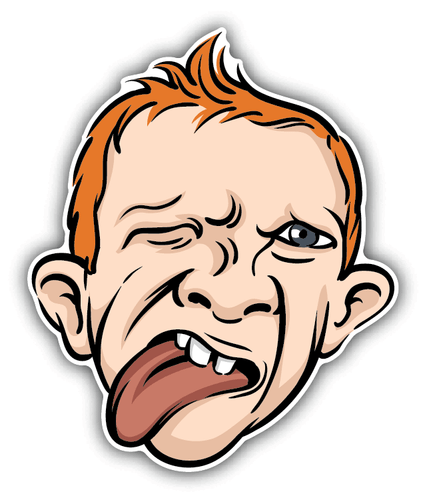 Cartoon Man Face Disgusting Grimace Car Bumper Sticker Decal | eBay