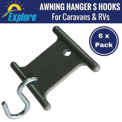 Campsmart Caravan Awning Hanger 'S' Hooks Clips for RV Sail Track - 6 ...