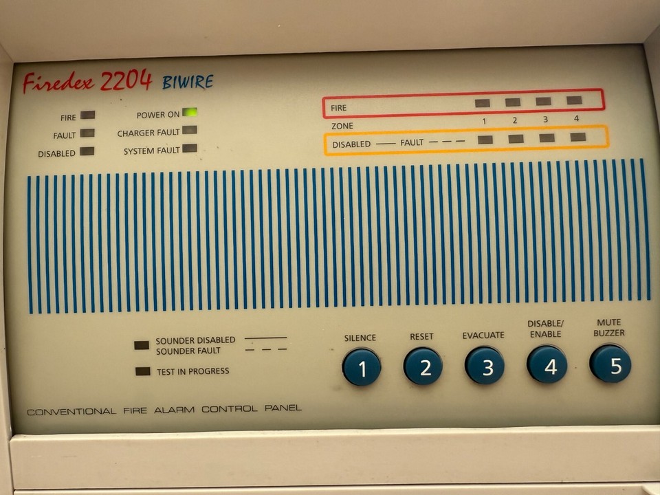 £245 + vat, JSB Firedex 2204 Bi-Wire Four Zone Fire Alarm Control Panel ...