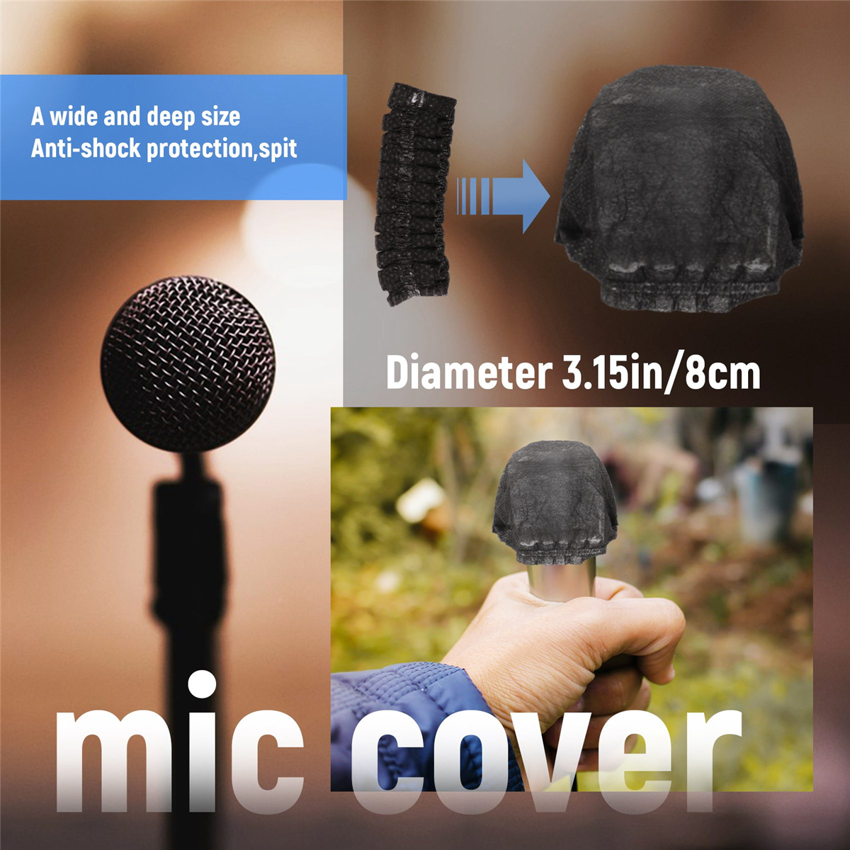 200 Pcs Black Disposable Microphone Covers Karaoke -Splash Mic ...