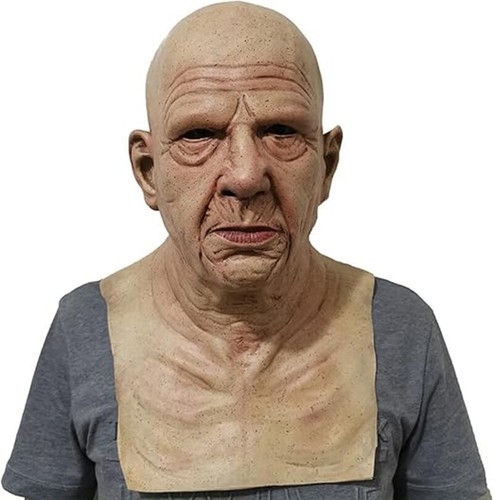 Halloween Realistic Old Man Latex Masks Wrinkle Face Bald Man Horror ...