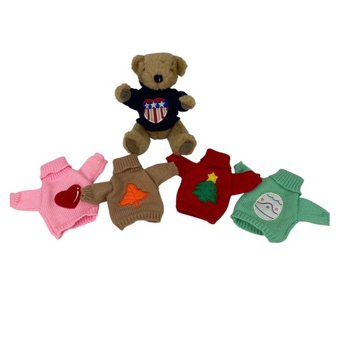 Teddy Bear with Knit Holiday Sweaters Bundle Plush Toy Collectible Cute ...