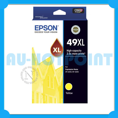 Epson 49XL Yellow Ink Cartridge High Yield C13T10F492 for XP-2205, XP ...