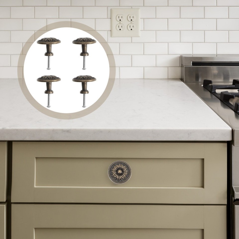 4Pcs Vintage Cabinet Knob Drawer Handles Cabinet Cupboard Pulls Dresser ...