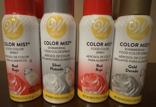 New -8 Wilton Edible Food Color Mist Sprays Shimmering Gold, Silver ...