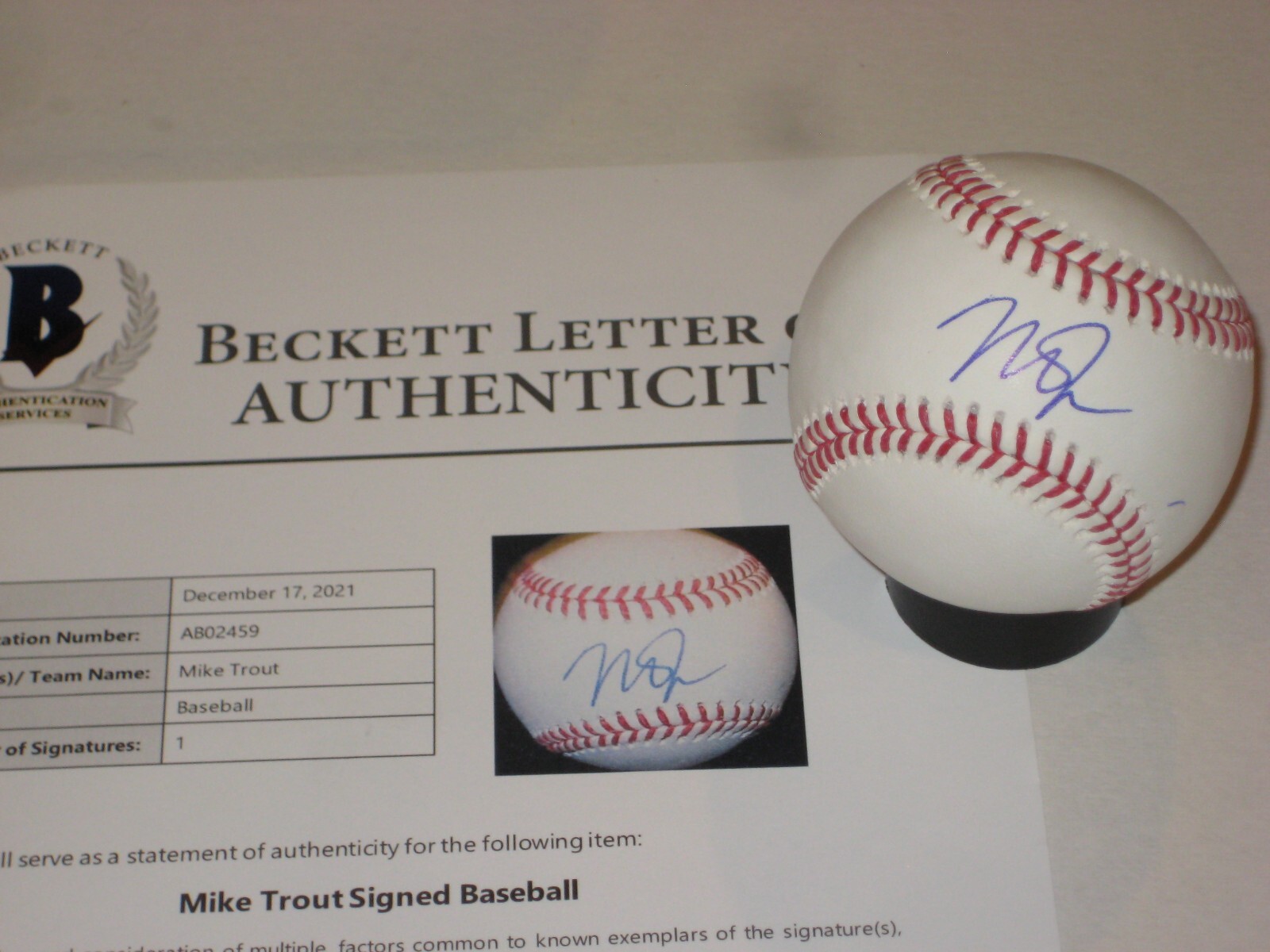 Mike Trout | Autographed Baseball Memorabilia & MLB Merchandise