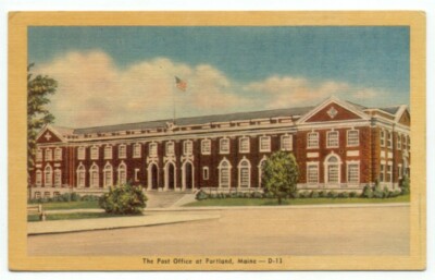 Portland ME Post Office Linen Postcard - Maine | eBay