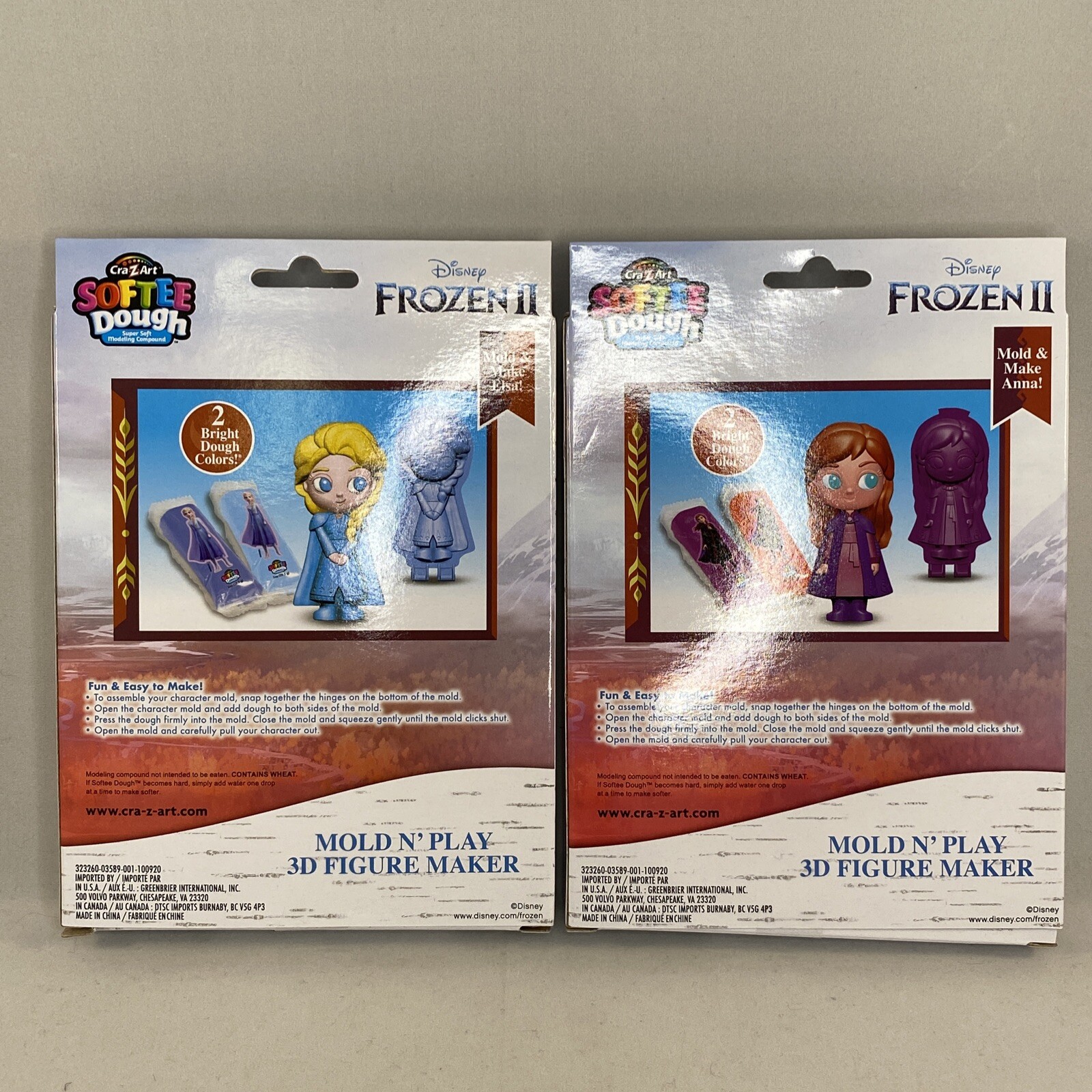 Disney Frozen II Cra-Z-Art Mold N' Play 3D Figure Maker Elsa & Anna set ...