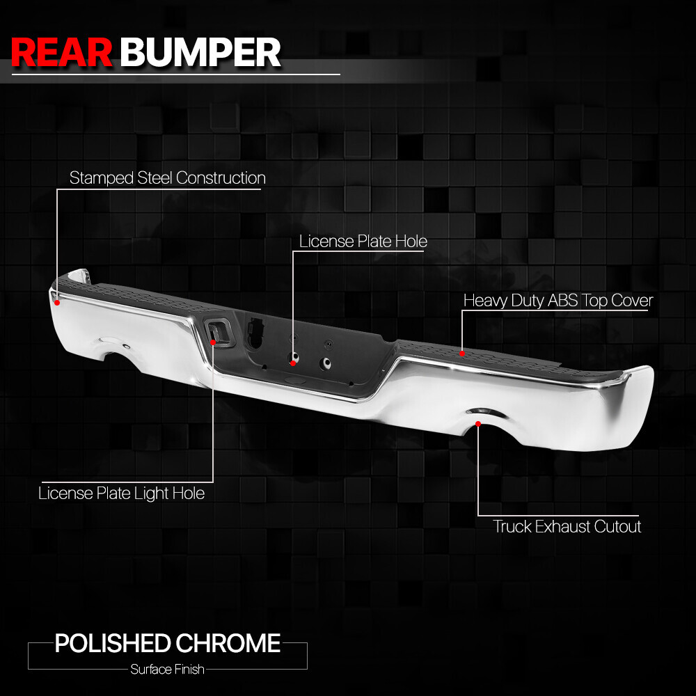 Fits 2009-2019 Dodge Ram 1500 Classic Rear Step Bumper w/o Sensor Hole ...