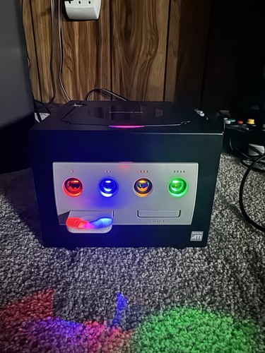 Nintendo GameCube Game Console Black LED light Mod & Tony Hawk Game ...