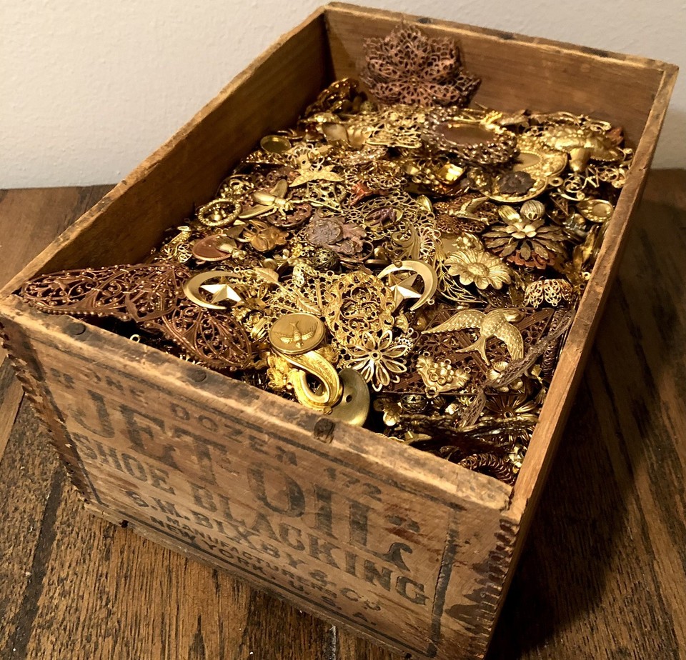 1 POUND LOT!! Vintage Miriam Haskell Jewelry Parts Brass Stampings ...